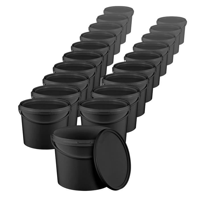 Seau avec Couvercle Plastique Alimentaire - BenBow - 1000x 5L - Noir ...