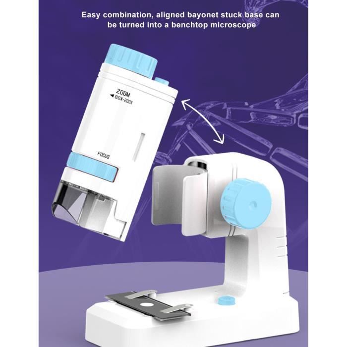 DEX Microscope de poche éclairé par LED Microscope pour enfants 80X ...
