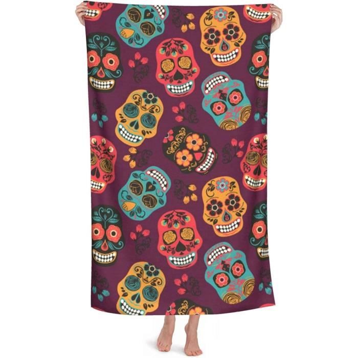 Fflsdr Serviette De Plage Tête De Mort Visage Adulte Voyage Microfibre ...
