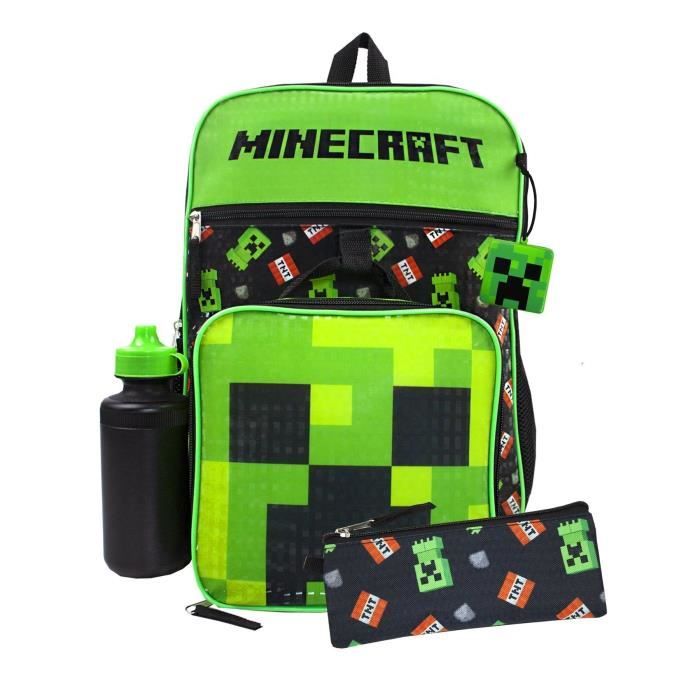 Ensemble Sac à dos - MINECRAFT - Noir/vert - Design TNT - Imprimé ...