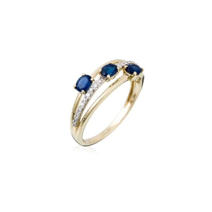 Bague "Trio de Saphir" Or et Diamants Or jaune - Achat / Vente bague ...