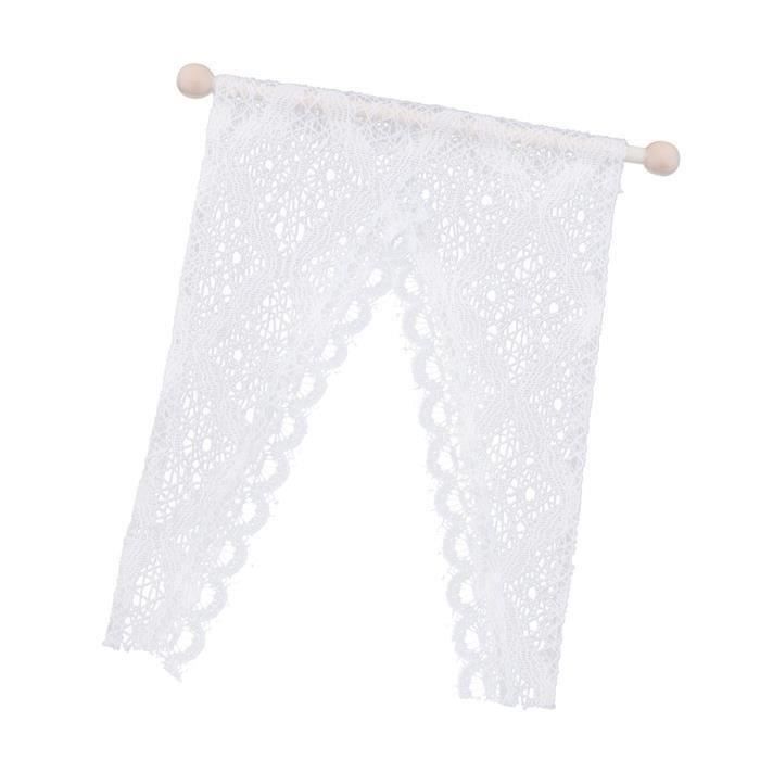 Magnifiquement Mini Rideau En Dentelle Triangulaire avec Tige En Bois ...