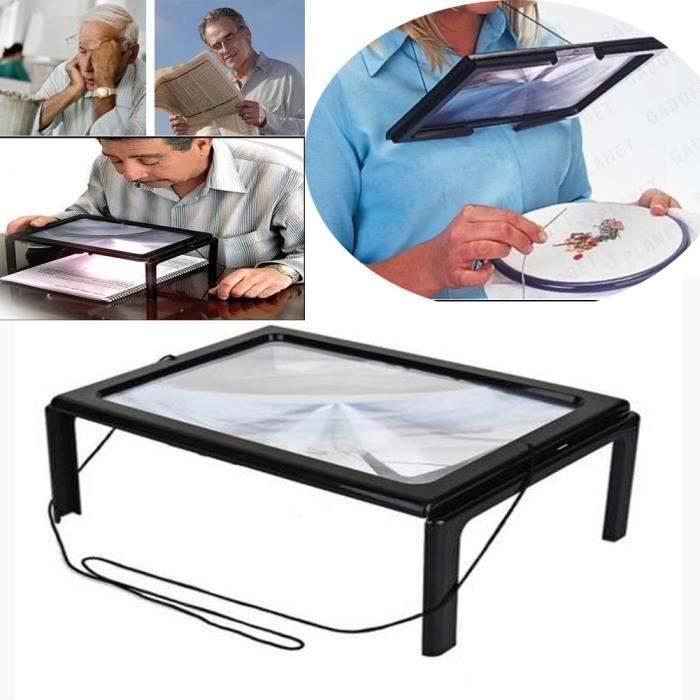 Loupe LED pour la lecture A4 avec support mains libres - ROKOO - Modèle 2121 - Grossissement 3X ...