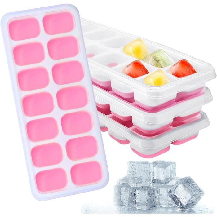 Lot De 4 Bacs À Glaçons En Silicone Avec Couvercle - Peu Encombrant Et ...