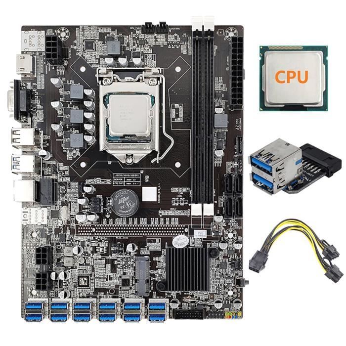 B75 12 GPU BTC Mining Motherboard+CPU+Power Cable+USB3.0 Adapter ...