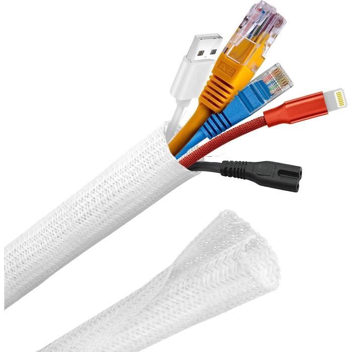 Josnown Gaine de câbles à fermeture automatique, 3 m, gaine tissée ...