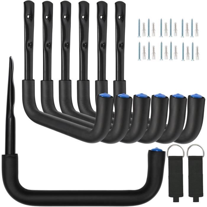 Lot de 6 crochets de rangement robustes pour garage, support mural et ...
