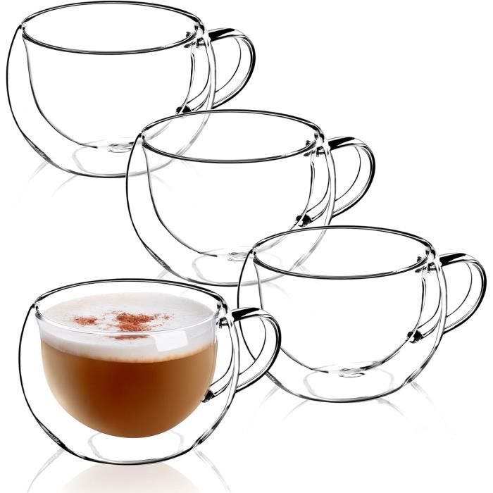 Tasse en verre à double paroi, 280 ml, verre à café, verre thermique pour thé, café, cappuccino ...