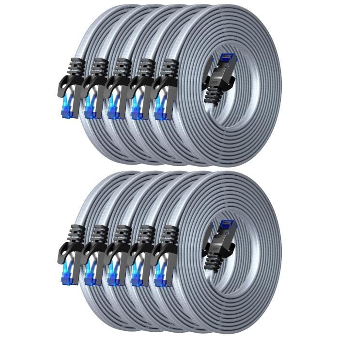 BUSOHE Cat 8 Câble Ethernet 0,25m (10 Pièces), Câble Réseau LAN Gigabit ...