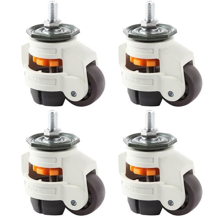 Skelang 4 roulettes de nivellement à tige filetée, roulettes charge ...