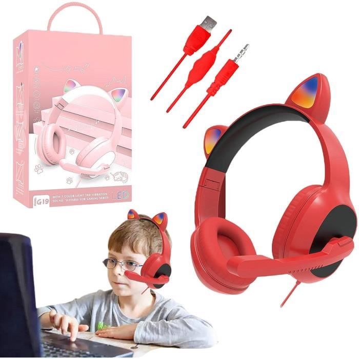 Casque Chat | Casque D'Écoute Filaire Led Pour Enfants Avec Microphone ...
