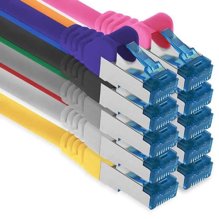 Câble Patch - 10X 3M Ethernet, Réseau, Câble Lan Cat6A (Pour Réseaux ...