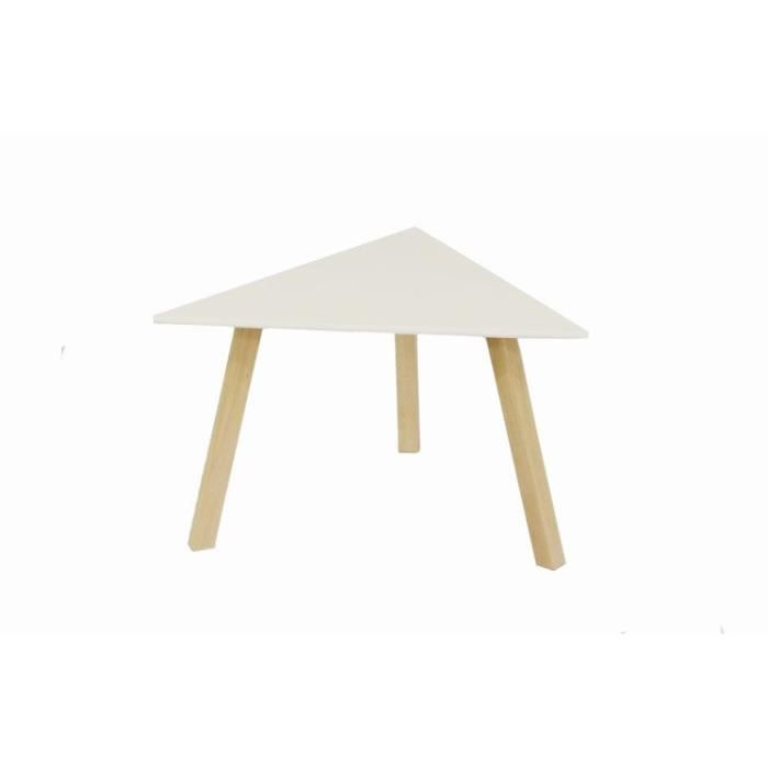 Table basse MIA, table de salon blanc et bois chêne sonoma, rectangulaire, pieds en bois, 80 x ...