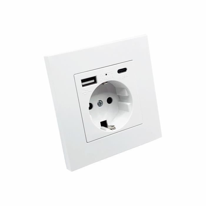 Prise 1 Voie Avec Chargeur Usb, Port De Type C, Prise Murale 16 A ...