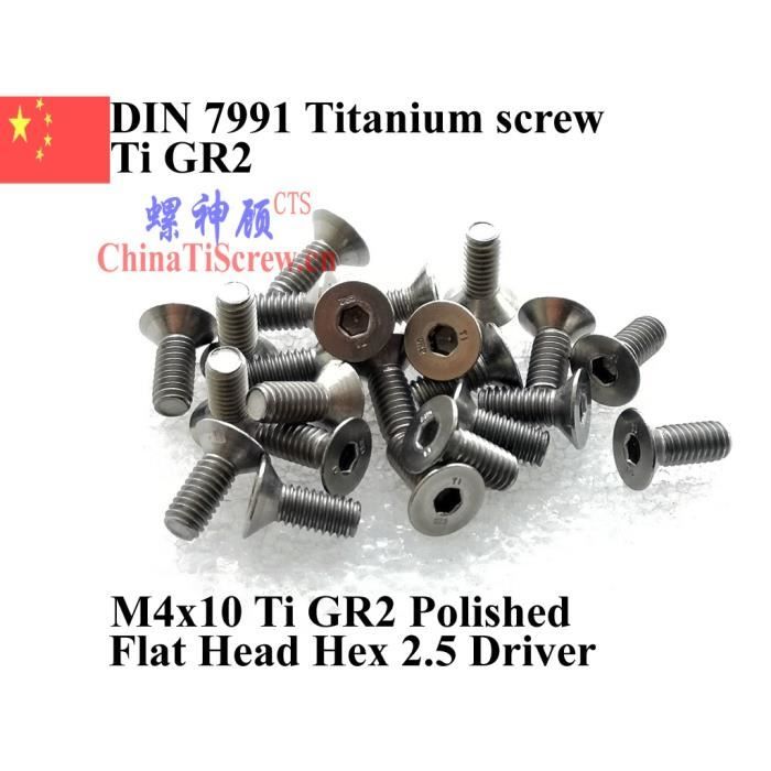 M4-15mm-10 pcs Ti GR2 -Vis en titane DIN 7991 M4 M4x6 M4x8 M4x10 M4x12 ...