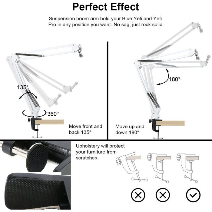 Blue Yeti Support Microphone Professionnel Réglable avec Bonnette en ...