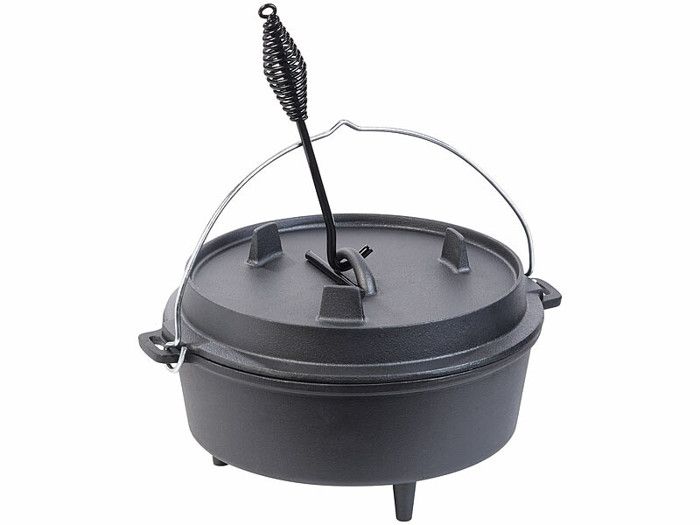 Four hollandais en fonte 6 L avec pieds de support et couvercle/poêle 2 ...