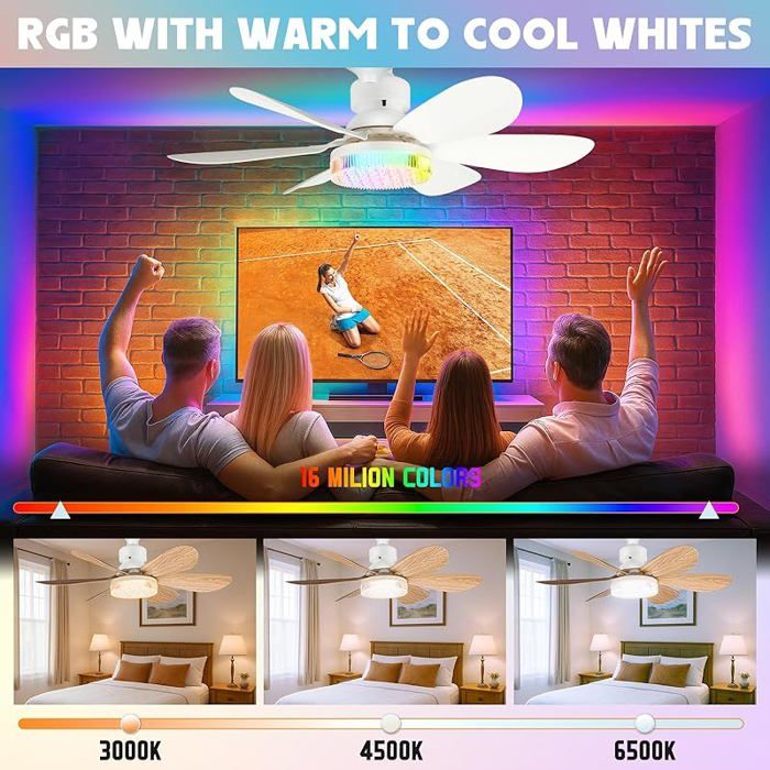 Ventilateurs de plafond avec éclairage, douille E27 et télécommande ...