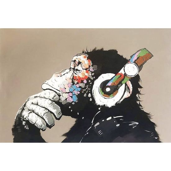 Puzzle en bois pour adultes et enfants - Singe écoutant de la musique ...