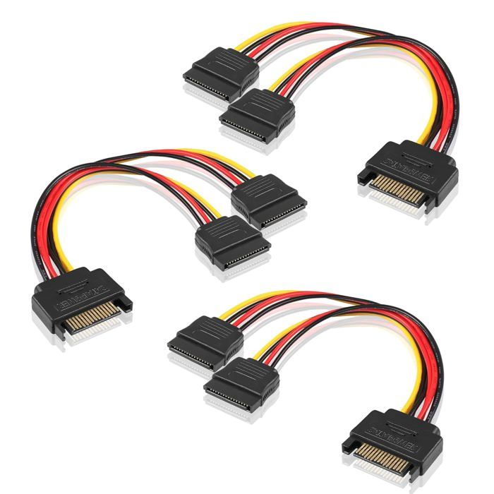 Lot De 3 Adaptateurs D'Alimentation Sata Mâle Vers 2 X Sata Femelle Y ...