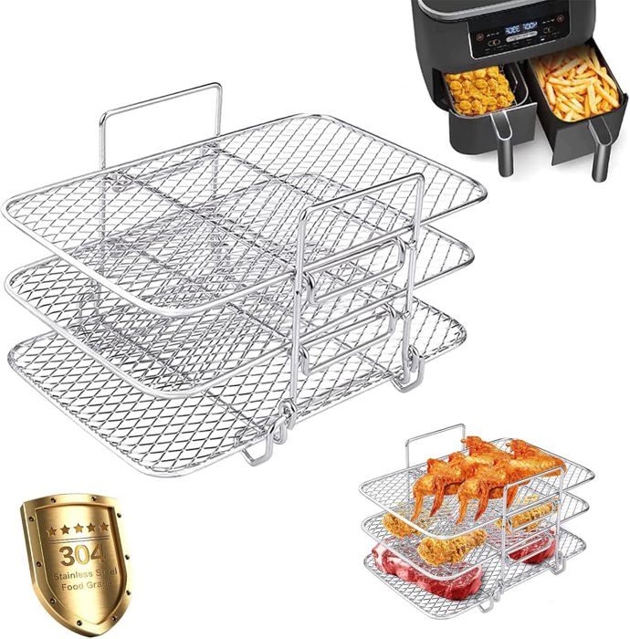Grille de Friteuse à Air,Support de Déshydrateur Empilable en Acier Inoxydable Multicouche ...