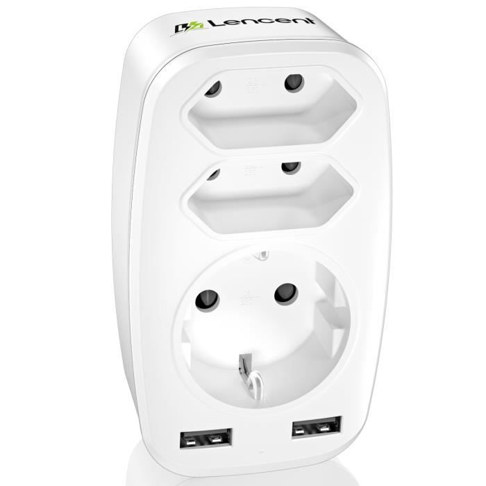 WHITE Ue Plug-LENCENT – prise de courant multi-murale, avec 3 Ports USB ...