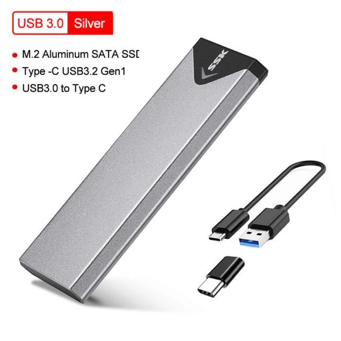 SSD M.2 SATA--Boîtier SSK SSD M.2 NVMe, adaptateur USB3.1, boîtier de disque dur de type C ...