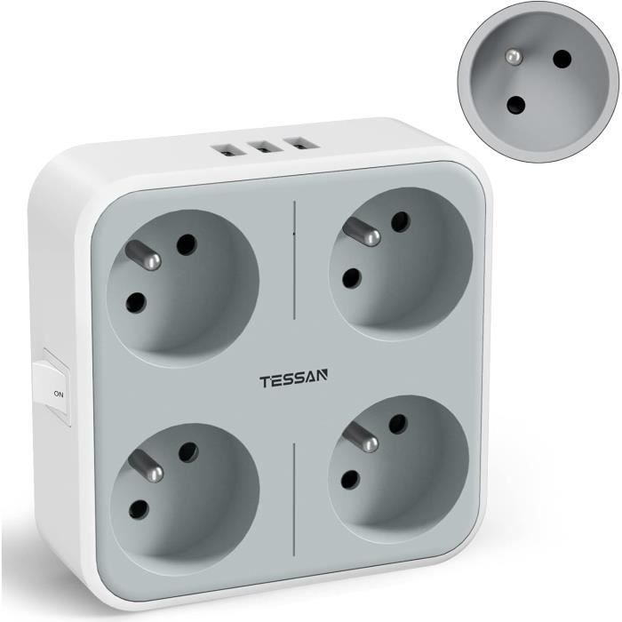 Prise Multiple Usb, Multiprise Murale 4 Prises Française 4000W Et 3 ...