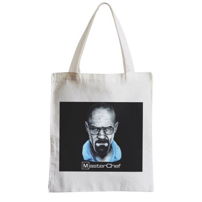 Sac Shopping - masterchef - Walter White - Coton - 38x42 cm - Blanc ...