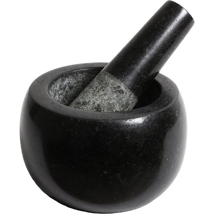 Mortier et Pilon Cuisine 100% Granit Solide Grand Bol de Broyage, Epice ...