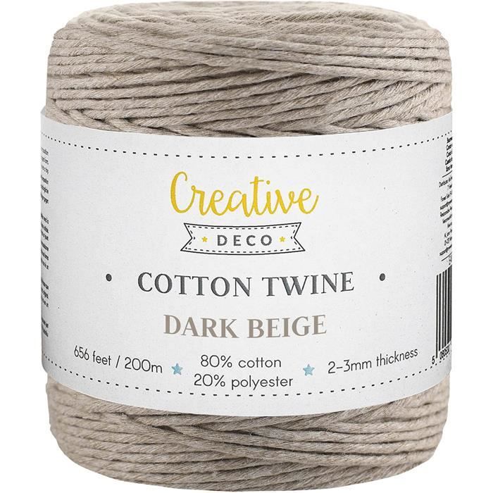 3mm x 200m Corde Macramé Beige Foncé | Fil de Coton et Polyester ...