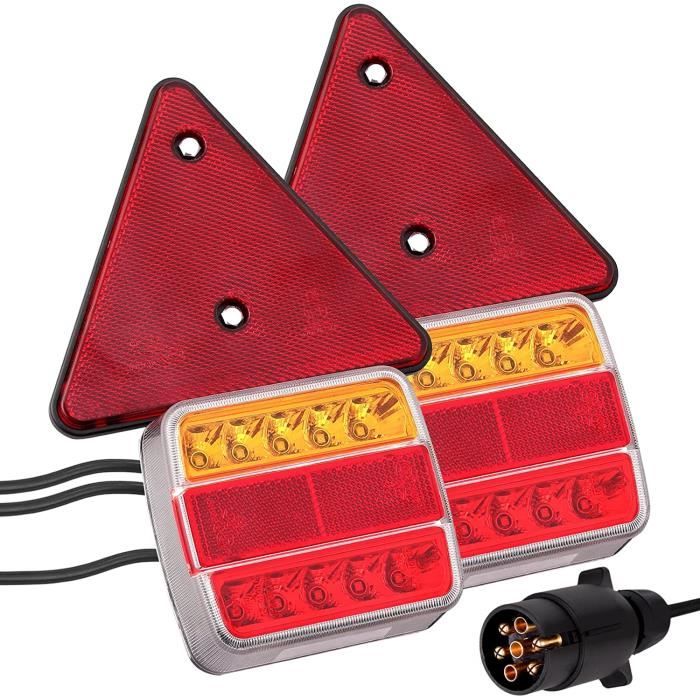 18 Led Feu Arrière Pour Remorque Avec Réflecteur Triangulaire 2Pcs Feux ...