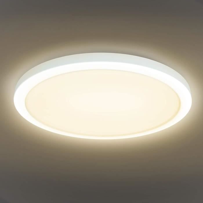 Plafonnier Led Rond Plat 24 W - Ultra Fin - 1,2 Cm - Éclairage ...