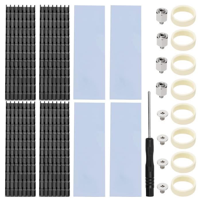 4 Pièces Dissipateur M.2 SSD, Dissipateur Thermique en Aluminium, avec ...