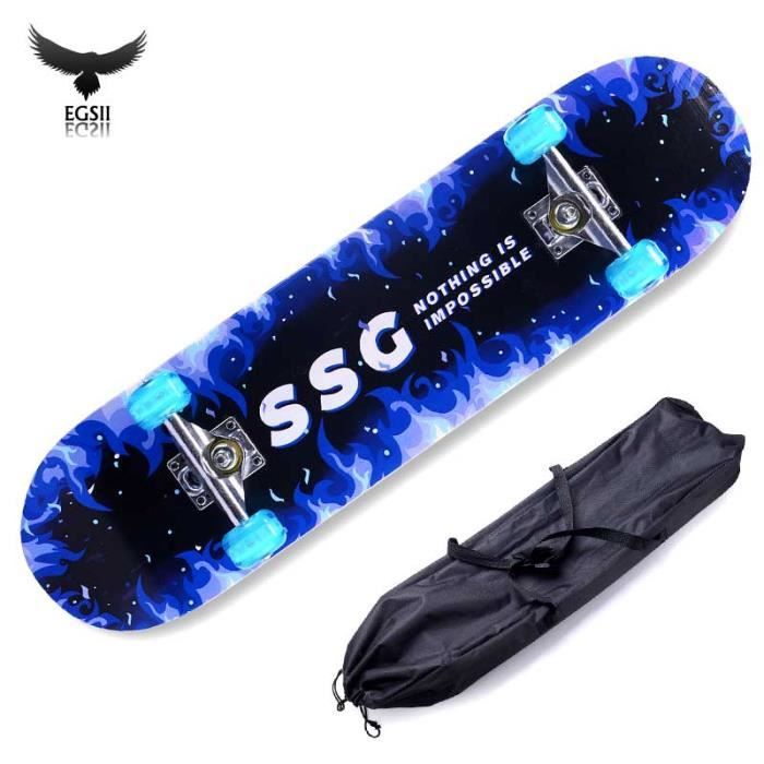 Skateboard Adulte Longboard EGSII - Feu bleu - 80cm - 4 roues - 150kg ...