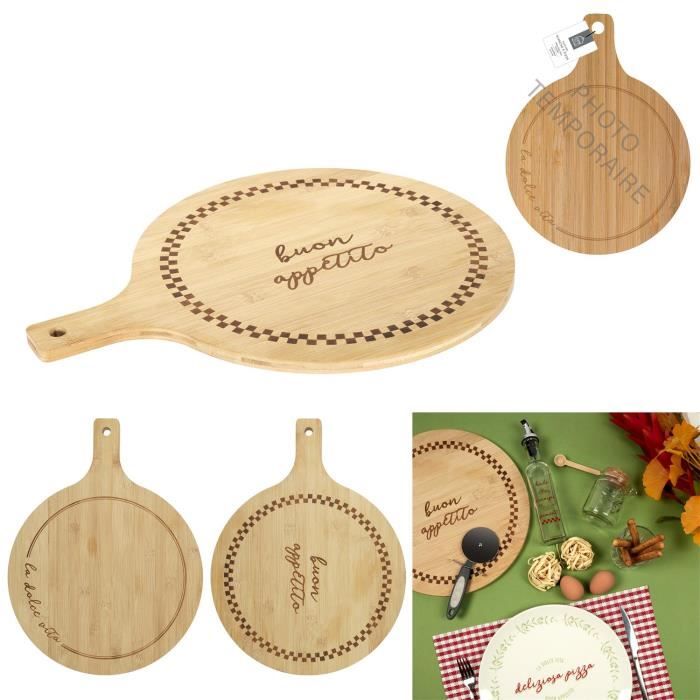 Planche à pizza en Bambou 35 cm de diamètre avec manche Robuste Pelle ...