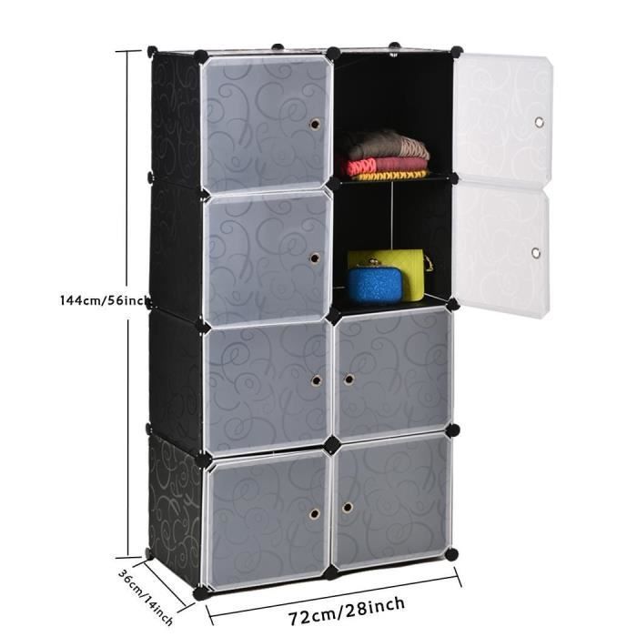 Meuble armoire amovible armoire bricolage en plastique 8 stockage en ...