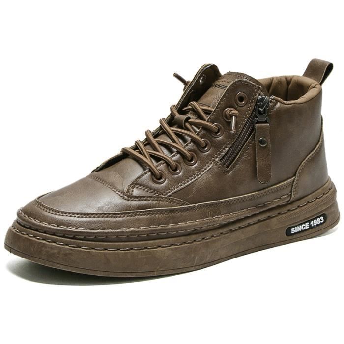 Basket Montantes - Chaussure Homme - Nouveau Khaki - Cuir - Lacets ...