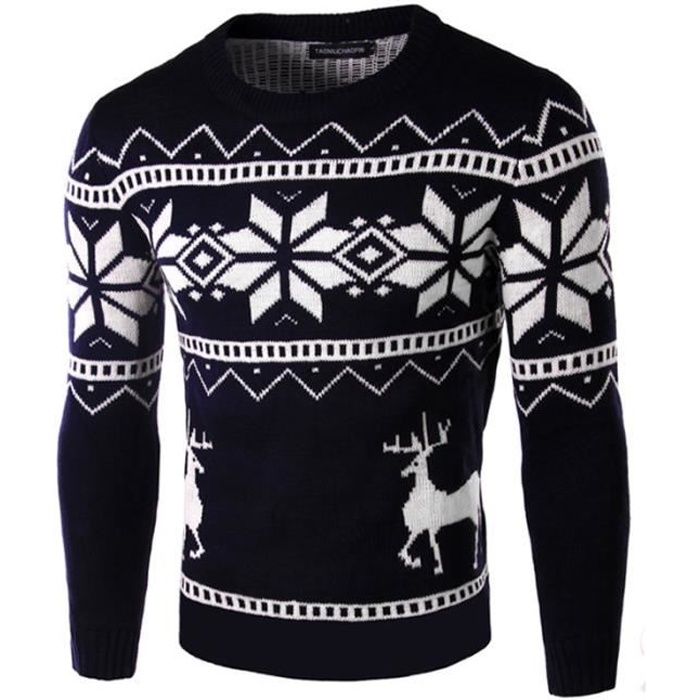 Noël Pull homme de Marque luxe pull à col rond et imprimé wapiti pull ...