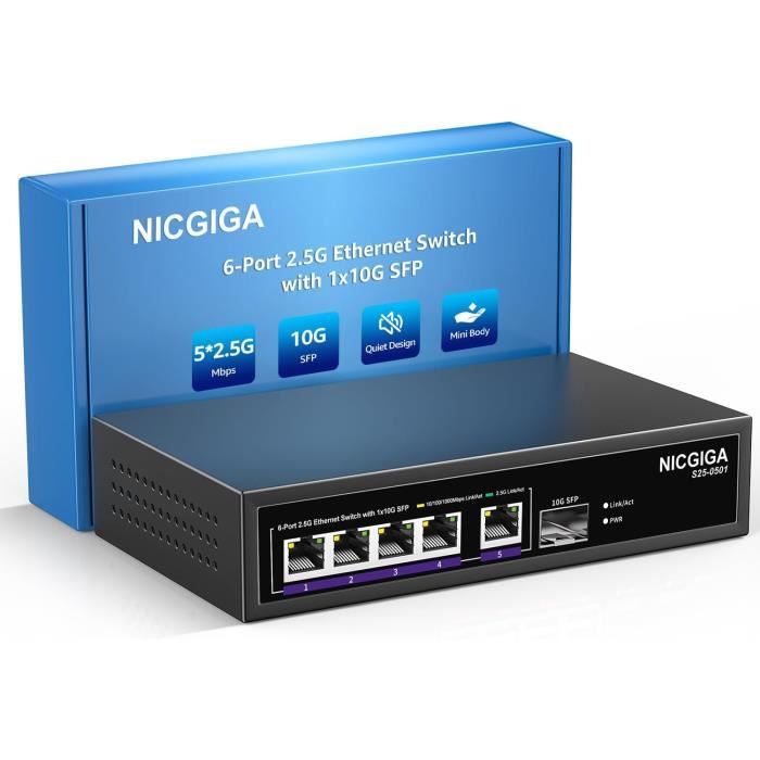 5 Port 2.5G Ethernet Switch With 10G Sfp Uplink, Unmanaged 2.5Gb ...