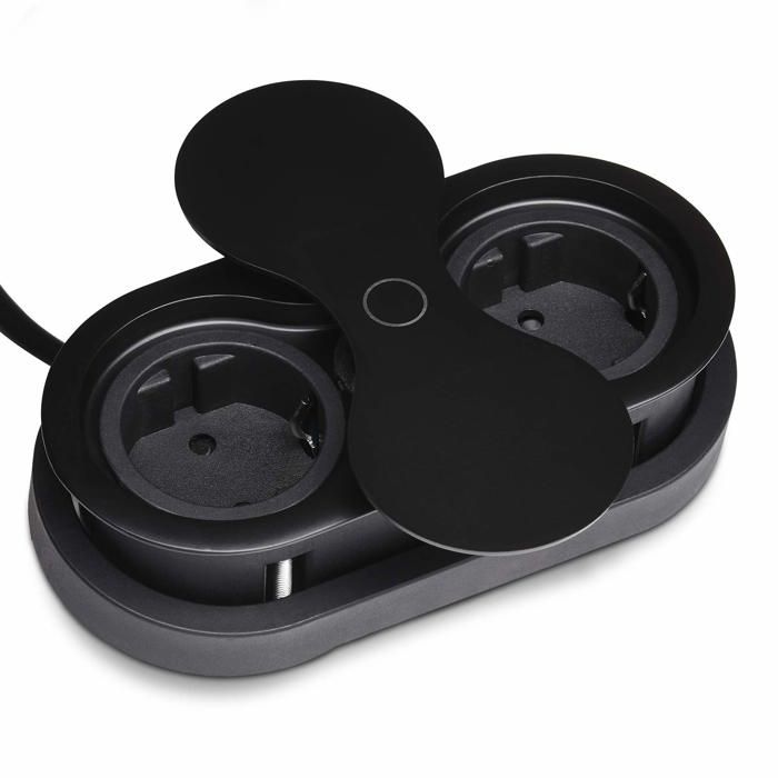 SOTECH Prise encastrable 2 x prises Schuko noir avec fiche avec élément ...