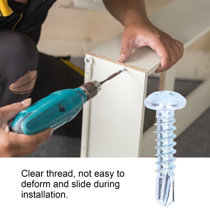 YUM - Vis autoperceuse Lot de 50 vis auto-perceuses en acier au carbone 4,2 x 19 mm pour ...