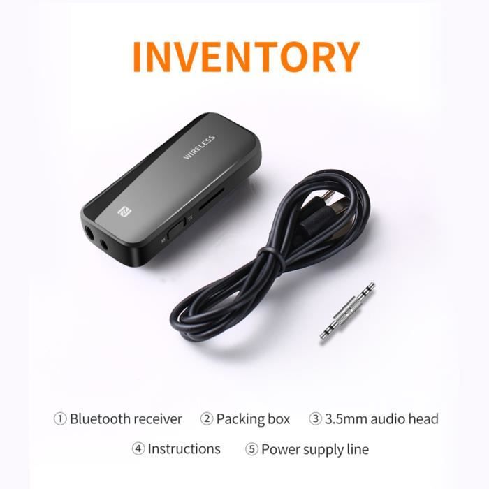 Black Bluetooth 51 Transmitter Receiver Wireless Dongle NFC TF Card ...