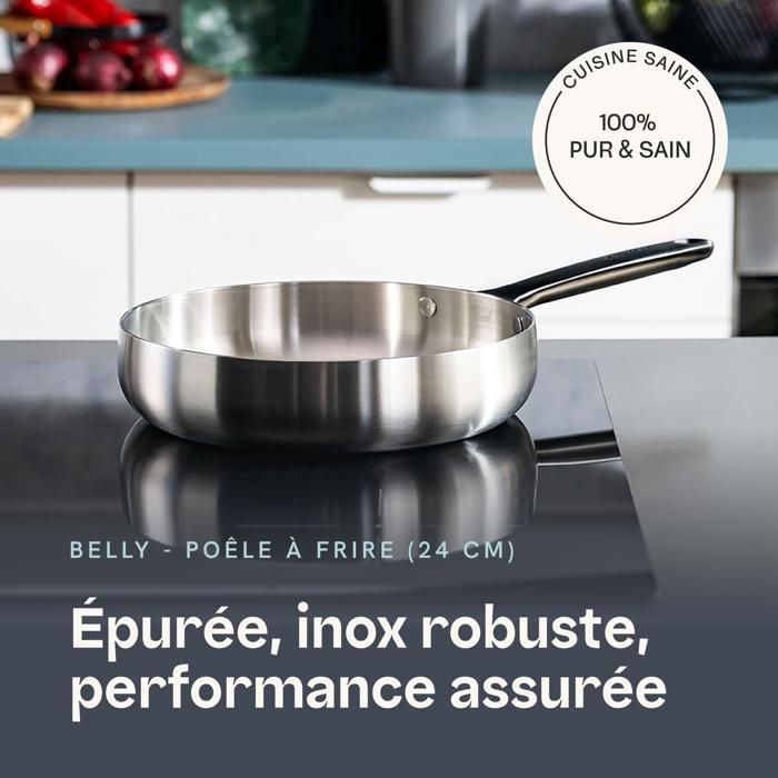 BergHOFF Home Poêle Ø 24 cm Smokey Black, acier inoxydable, sans PFAS ...