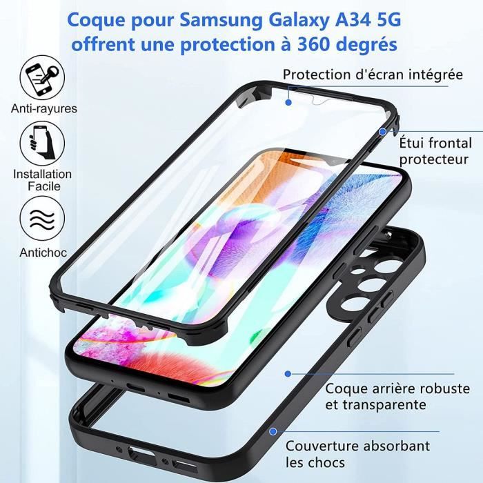 Coque de protection 360 pour Samsung Galaxy A34 5G - Noir - Protection ...