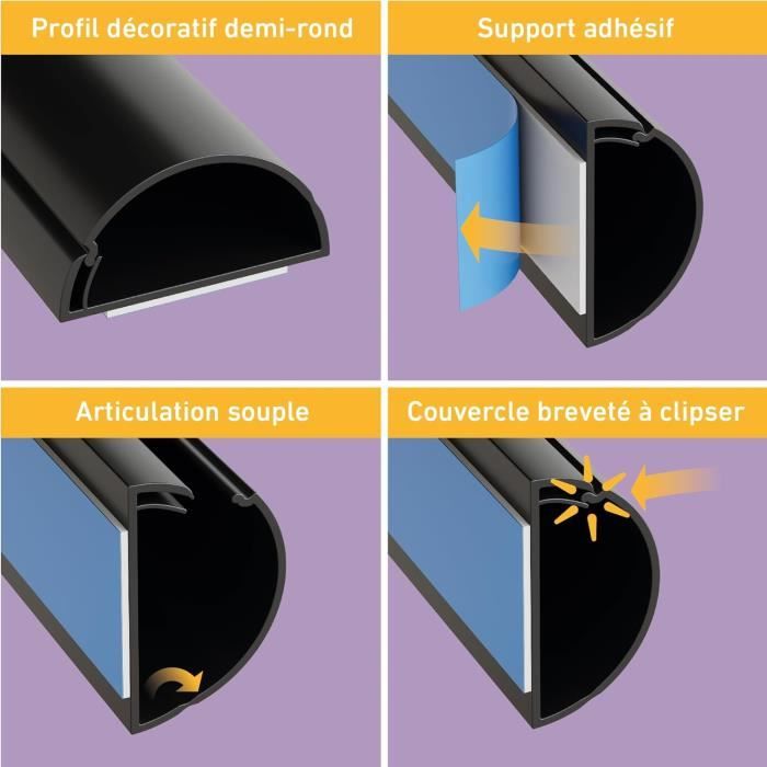 1M5025B-2Pk Moulure Décorative En Demi-Cercle, Goulotte Électrique ...