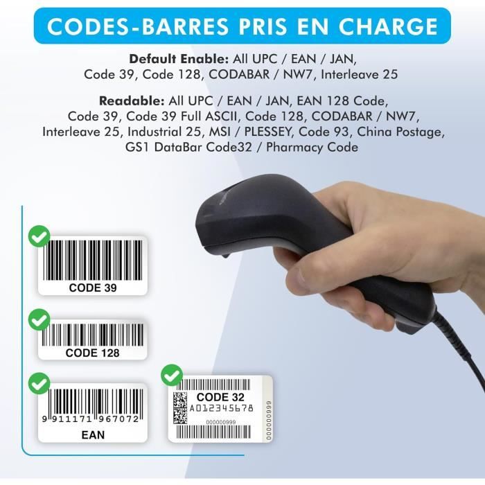 A08-Ln1100 Lecteur De Code-Barres Scanner Optique 1D Haute Résolution 2500 Pixels, 100 Scans Sec ...