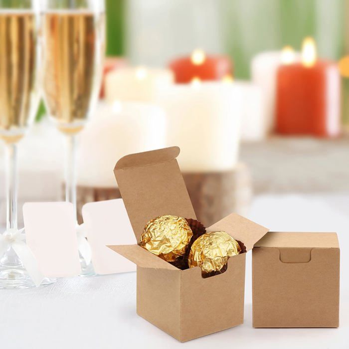 Boite Kraft Cadeau Marrons (Lot de 50) - Boite Carton de 5 x 5 x 5 cm ...