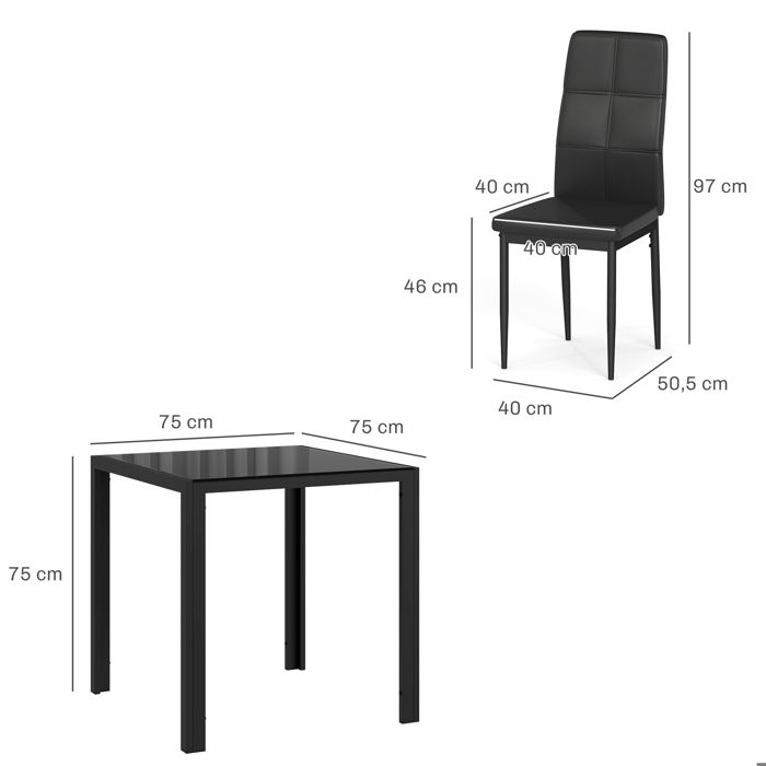 Ensemble table à manger et chaises - HOMCOM - pour 2 personnes ...