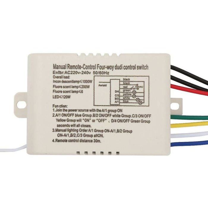 Commutateur télécommande sans fil 4 voies 220V émetteur + récepteur ...